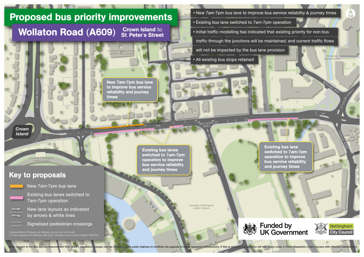 New and improved bus lanes on Wollaton Road - Transport Nottingham